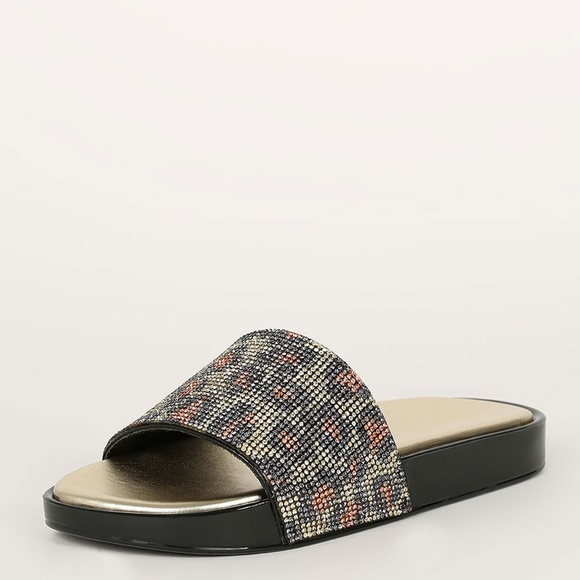 BAMBOO | Shoes | Newleopard Rhinestone Open Toe Slide Flat Sandal ...